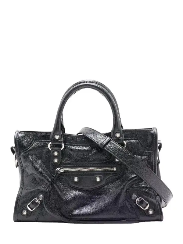 Balenciaga 2000-2026 Small Lambskin Motocross Le City Bag Satchel - Black