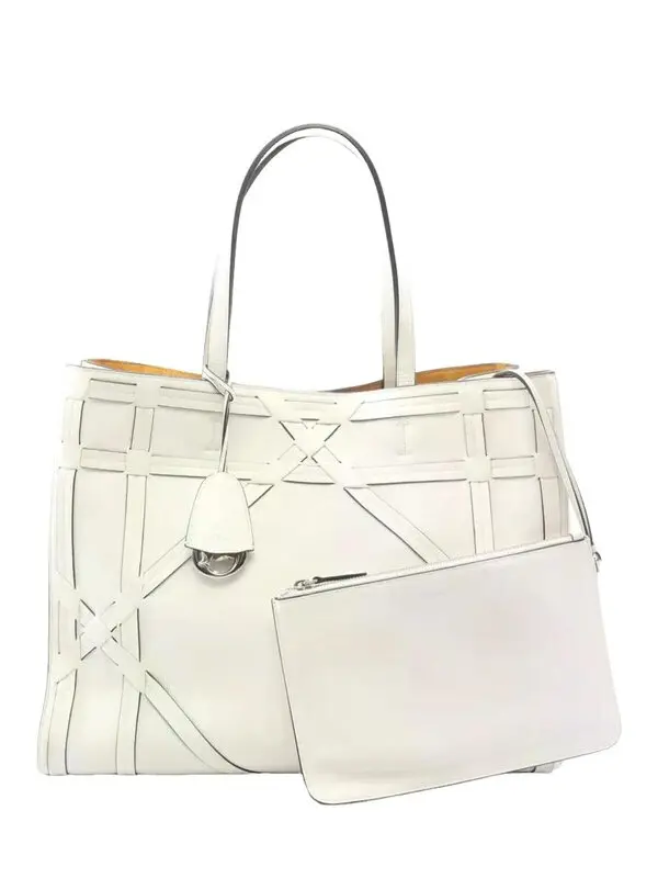 Dior 2000-2026 Woven Calfskin Giant Cannage Connect Tote Bag - White