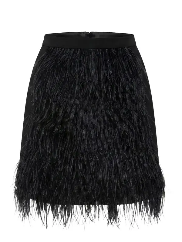 GEMY MAALOUF Feather-trim Mini Skirt - Black