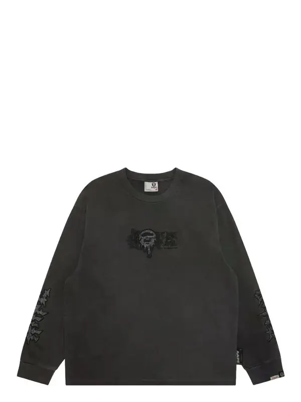 AAPE BY *A BATHING APE Logo-embroidered Long-sleeve T-shirt - Grey