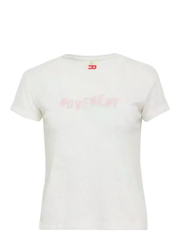 Rally Movement Ribbed-knit Slim-fit T-shirt - White