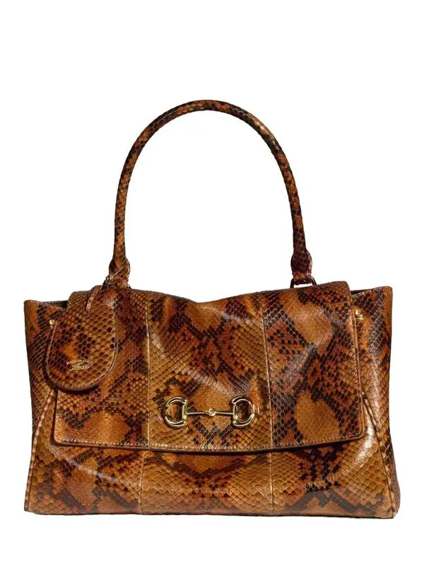 Gucci Medium Paparazzo Python-skin Shoulder Bag - Brown