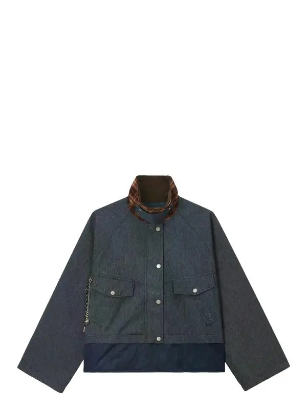 MUSIUM DIV. Quilted-panel Corduroy-collar Jacket - Blue