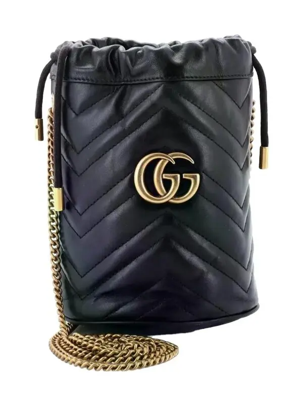 Gucci Gg Marmont Matelasse Leather Mini Bucket Bag - Black