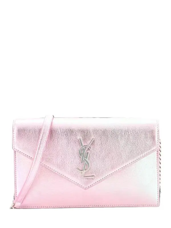 Saint Laurent Classic Monogram Wallet On Chain Leather Small Crossbody Bag - Metallic