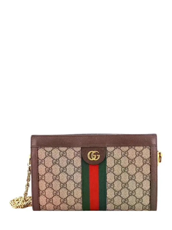 Gucci Ophidia Chain Shoulder Bag Gg Coated Canvas Small Crossbody Bag - Brown