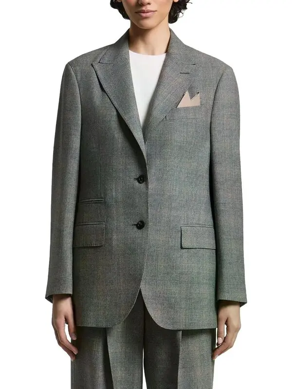 Peserico Prince Of Wales Check Single-breasted Blazer - Grey
