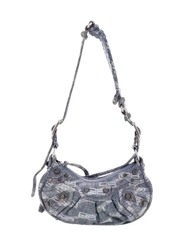 Balenciaga Le Cagole Giant Studs Shoulder Bag Bb Denim Xs Hobo Bag - Blue