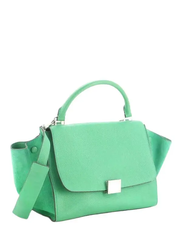 Celine Trapeze Bag Leather Small Satchel - Green