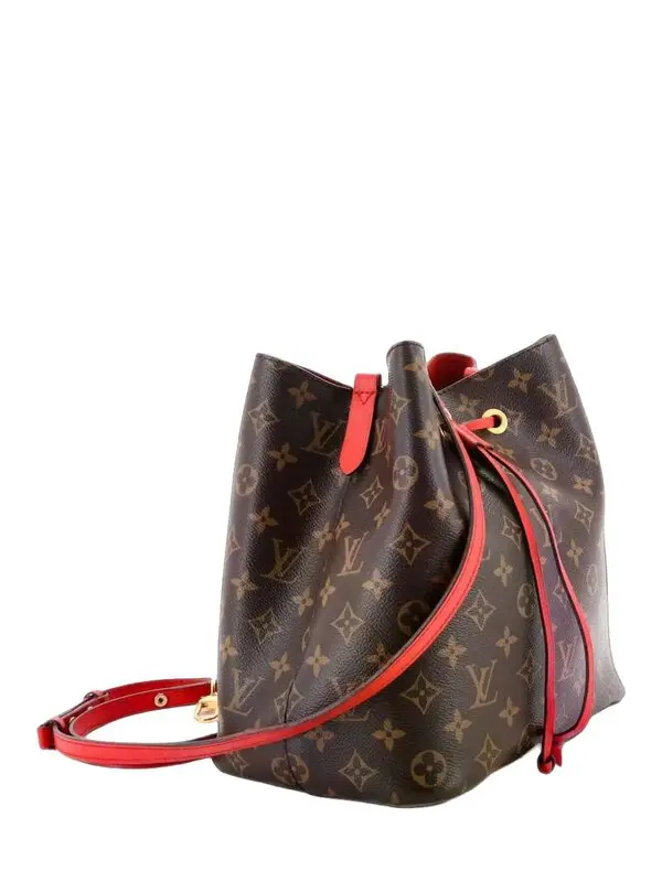 LOUIS VUITTON Neonoe Handbag Monogram Canvas With Leather Mm Bucket Bag - Red