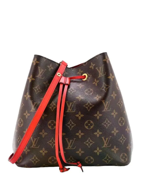 LOUIS VUITTON Neonoe Handbag Monogram Canvas With Leather Mm Bucket Bag - Red