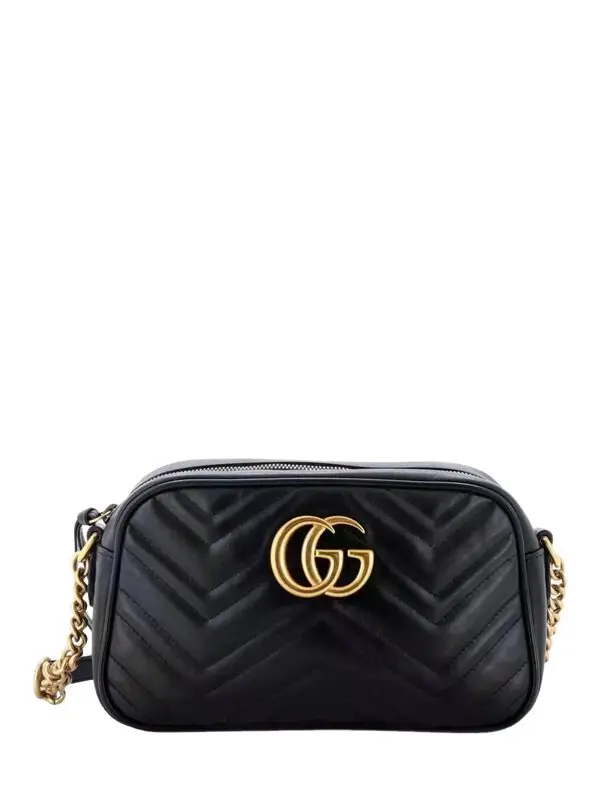 Gucci Gg Marmont Shoulder Bag Matelasse Leather Small Crossbody Bag - Black