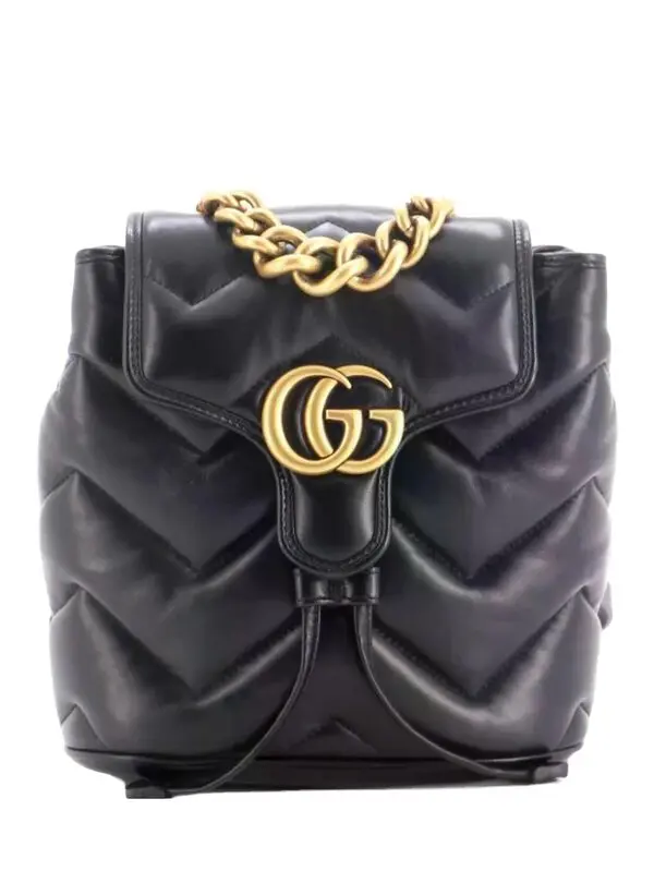 Gucci Gg Marmont Flap Matelasse Leather Mini Backpack - Black