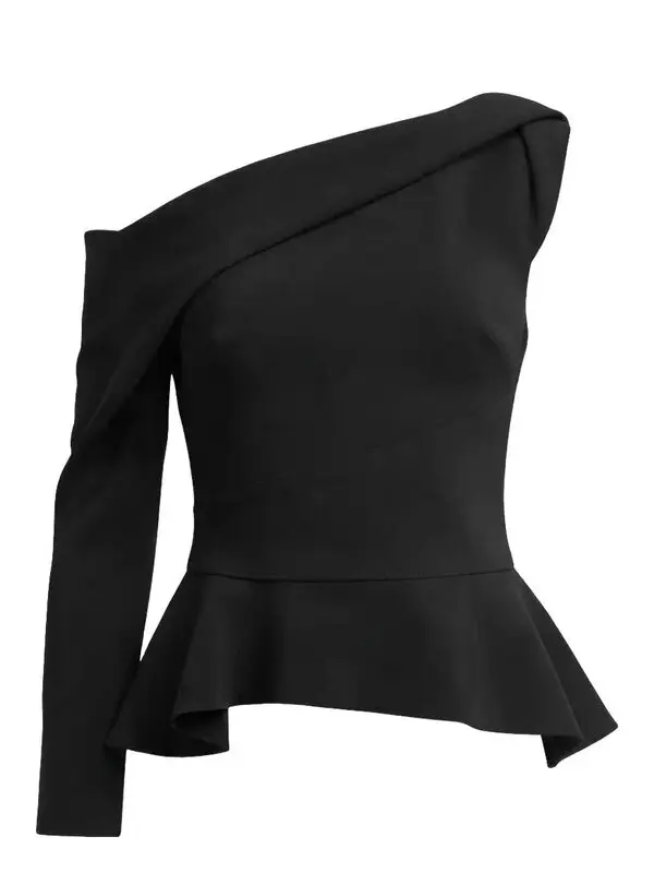 GEMY MAALOUF One-shoulder Peplum Top - Black