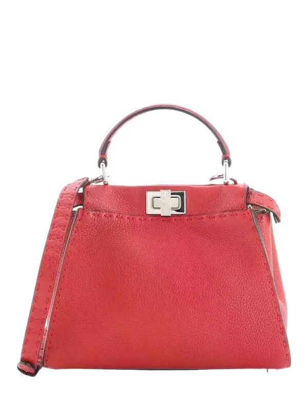Fendi Selleria Peekaboo Bag Leather Mini Satchel - Red