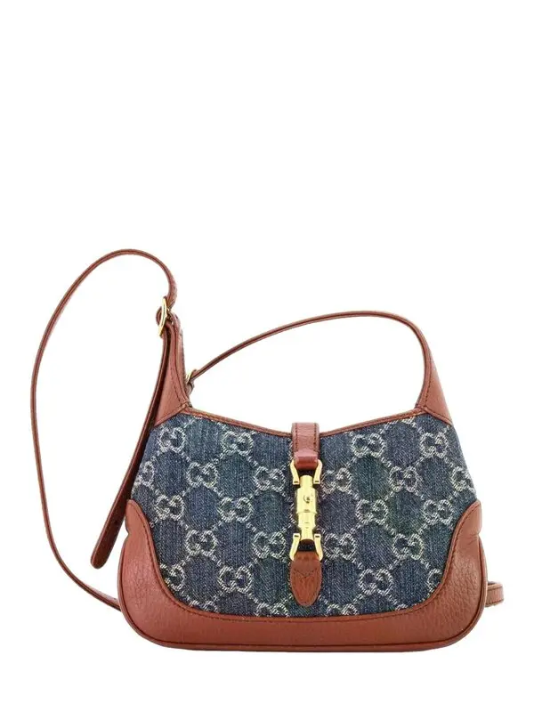 Gucci Jackie 1961 Hobo Gg Denim Mini Crossbody Bag - Blue