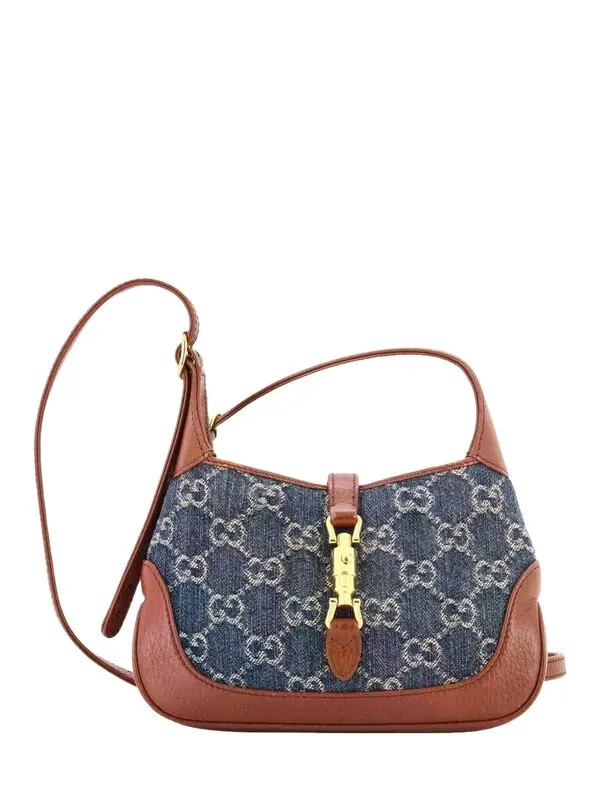 Gucci Jackie 1961 Hobo Gg Denim Mini Crossbody Bag - Blue