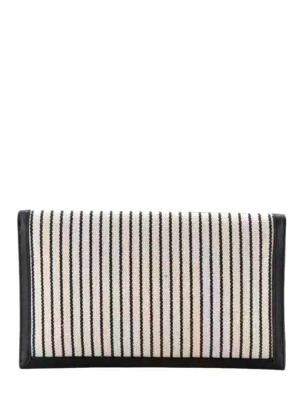 Saint Laurent Uptown Pouch Striped Canvas Clutch Bag - Black