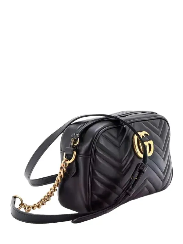 Gucci Gg Marmont Shoulder Bag Matelasse Leather Small Crossbody Bag - Black