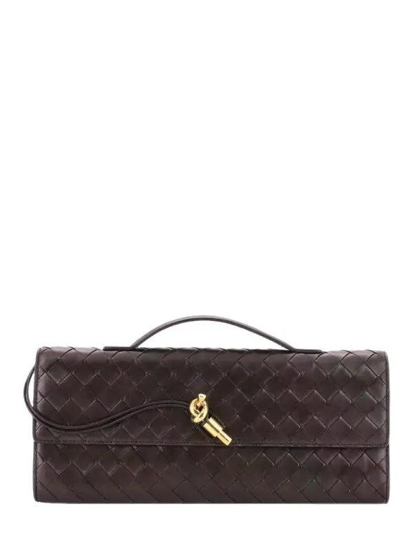 Bottega Veneta Andiamo Top Handle Intrecciato Nappa Long Clutch Bag - Brown