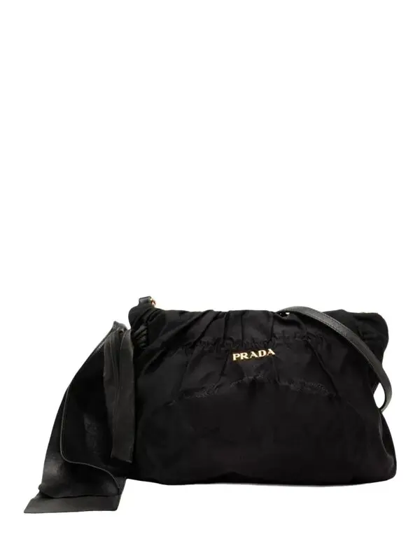Prada 2000-2013 Tessuto Canapa Logo Bow Crossbody Bag - Black
