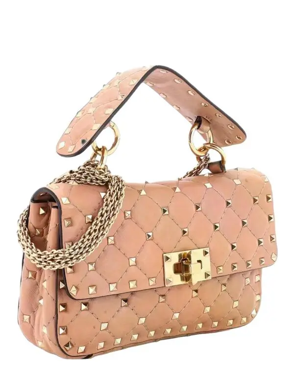Valentino Garavani Rockstud Spike Flap Bag Quilted Leather Medium Crossbody Bag - Neutrals