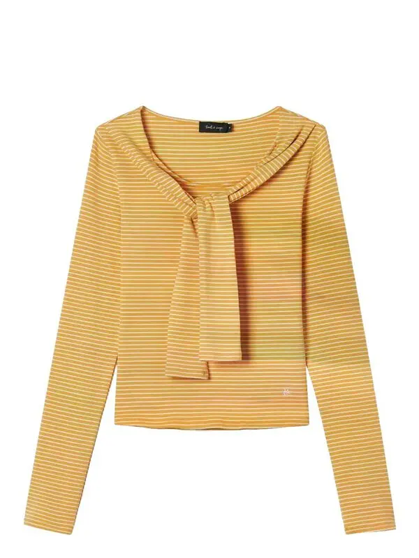 TOUT A COUP Striped Tie-detail Top - Yellow