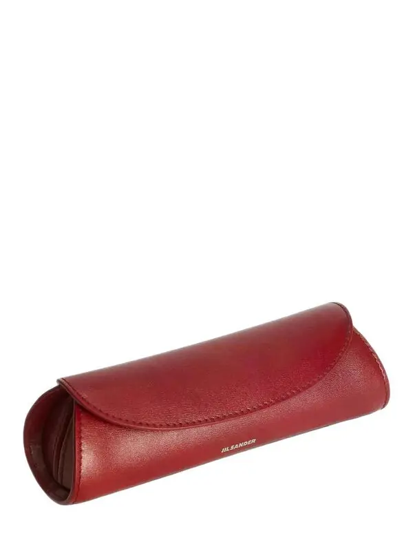 JIL SANDER Cannolo Leather Glasses Case - Red