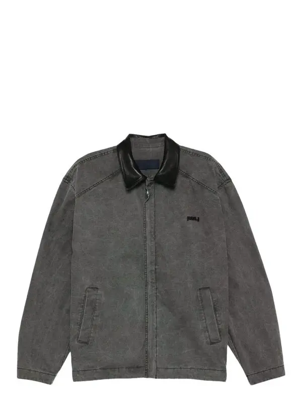 JUUN.J Leather-collar Zip-up Shirt Jacket - Grey