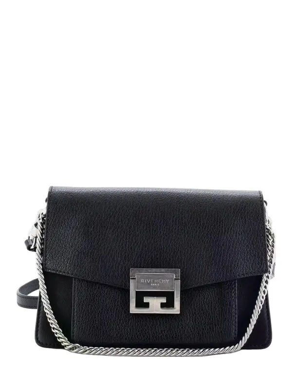 Givenchy Gv3 Flap Bag Leather Small Shoulder Bag - Black