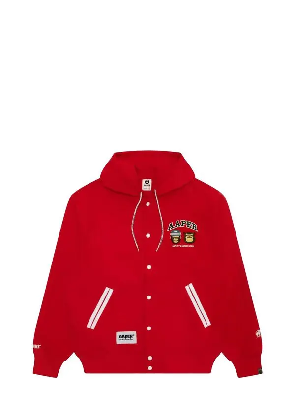 AAPE BY *A BATHING APE Aaper Graphic-print Snap-button Hoodie - Red