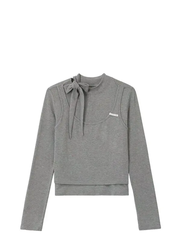 Izzue Bow-detail Layered Long-sleeve Top - Grey