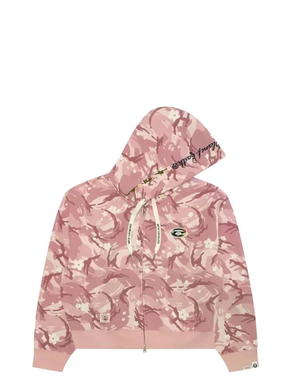 AAPE BY *A BATHING APE Camouflage-print Floral-embroidered Hoodie - Pink