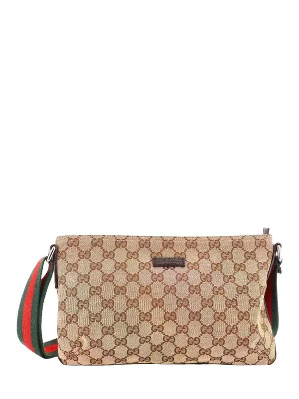 Gucci Web Strap Messenger Bag Gg Canvas Small Crossbody Bag - Brown