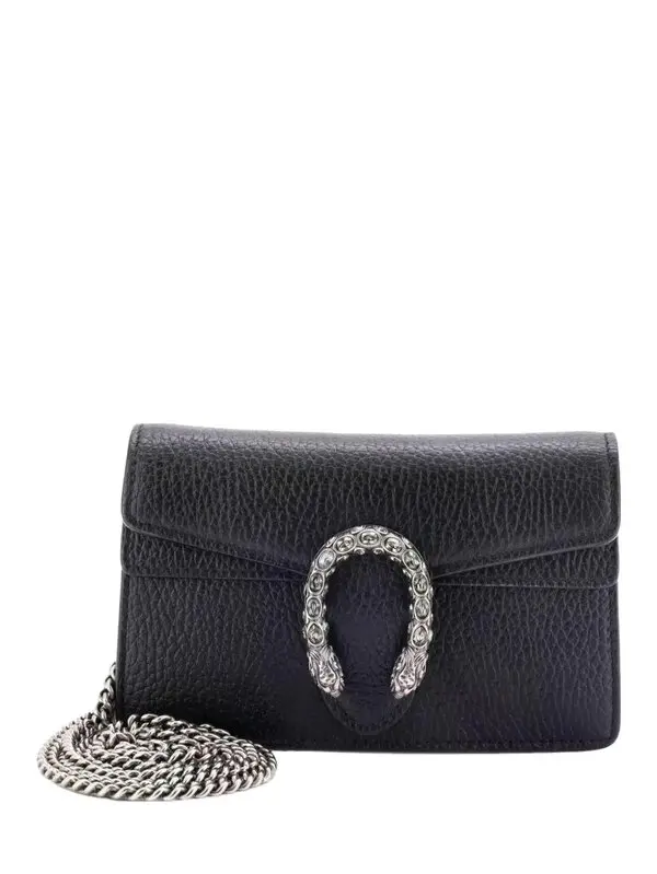 Gucci Dionysus Bag Leather Super Mini Clutch Bag - Black
