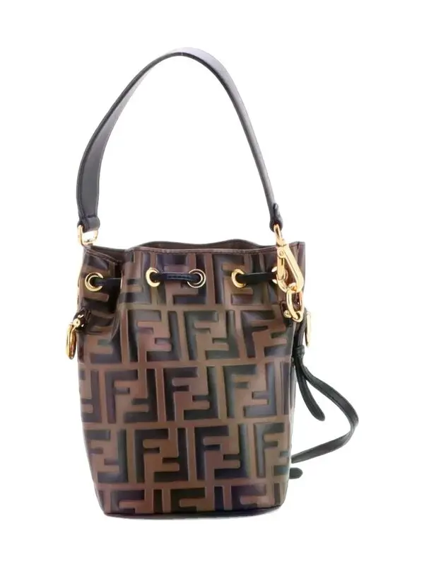 Fendi Mon Tresor Zucca Embossed Leather Mini Bucket Bag - Brown