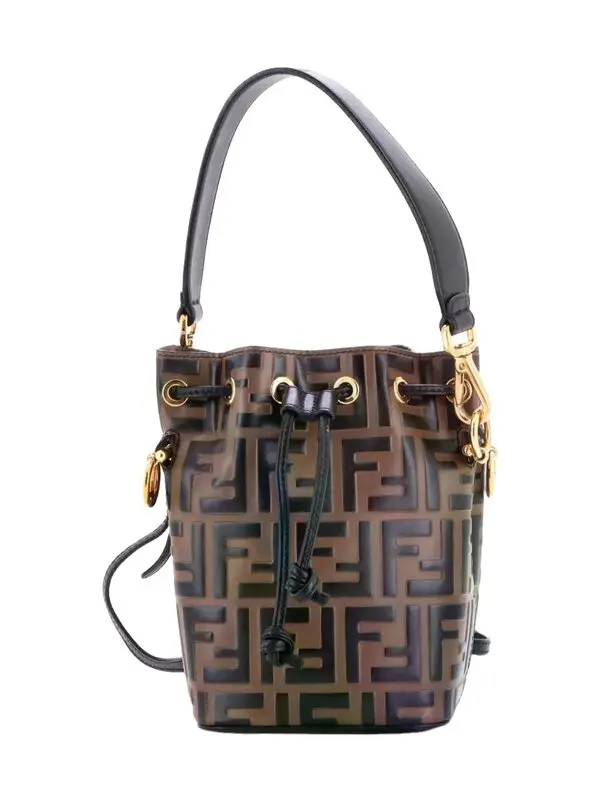 Fendi Mon Tresor Zucca Embossed Leather Mini Bucket Bag - Brown