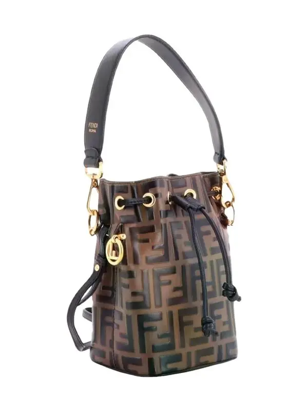 Fendi Mon Tresor Zucca Embossed Leather Mini Bucket Bag - Brown