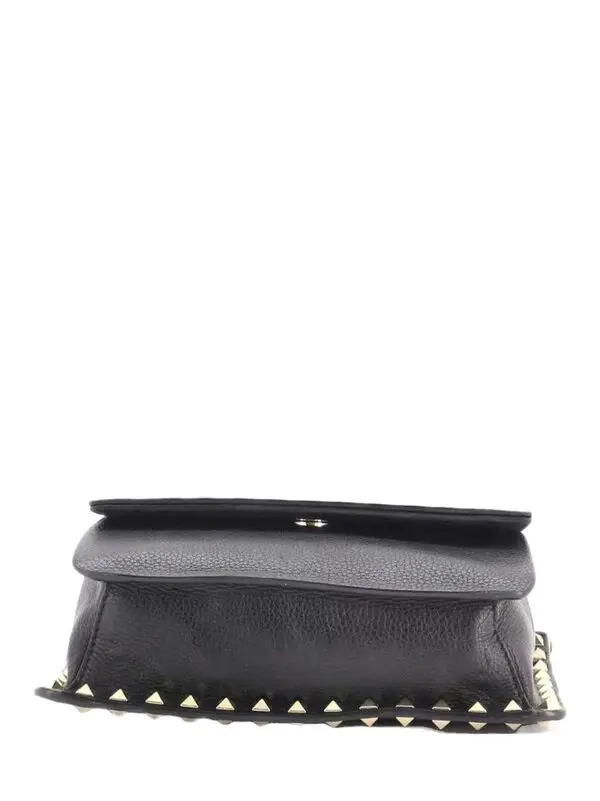 Valentino Garavani Rockstud Front Handle Flap Bag Leather Small Crossbody Bag - Black