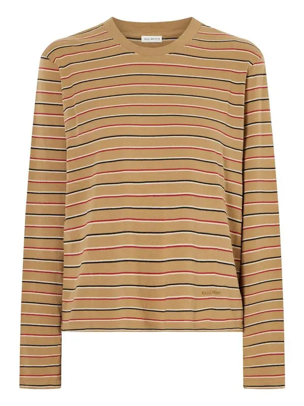 KALLMEYER Wynn Striped Cotton-jersey T-shirt - Brown