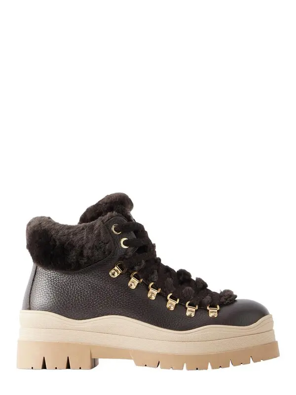 Bogner Arosa 9 Shearling-trimmed Leather Ankle Boots - Brown
