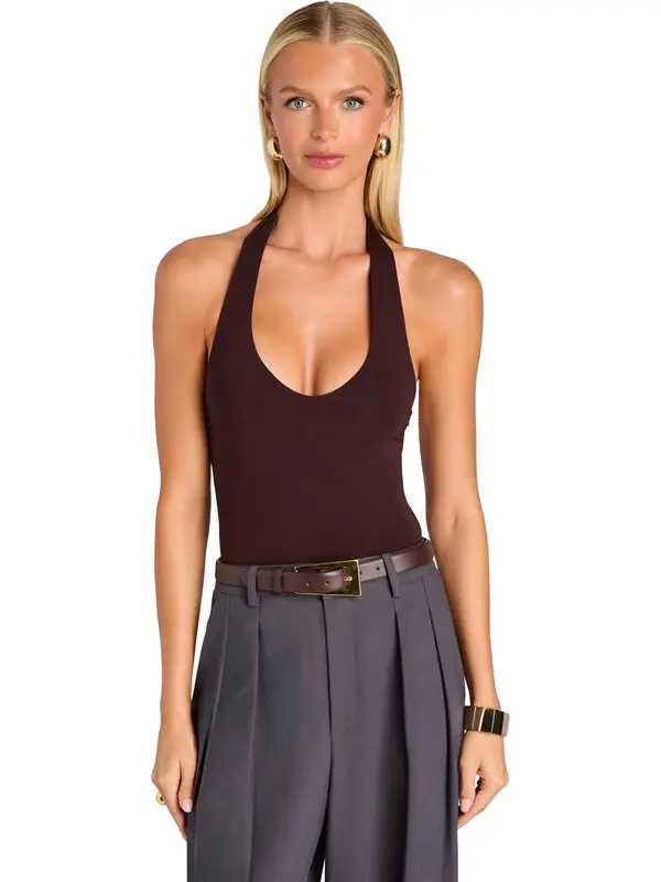 SANS FAFF Bamboo Halter Bodysuit - Espresso