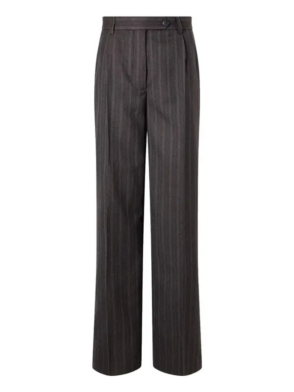 MFPEN Primary Striped Wool Straight-leg Pants - Brown