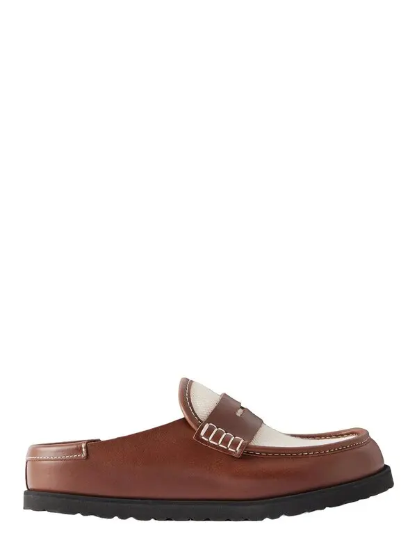BIRKENSTOCK Naples Wrapped Canvas-trimmed Leather Loafers - Brown