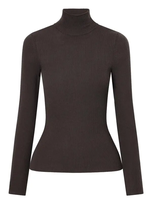 Max Mara Cavallo Ribbed Wool Turtleneck - Brown