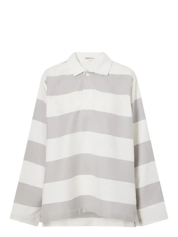 MARRAKSHI LIFE The Rugby Striped Cotton Oxford Shirt - Gray