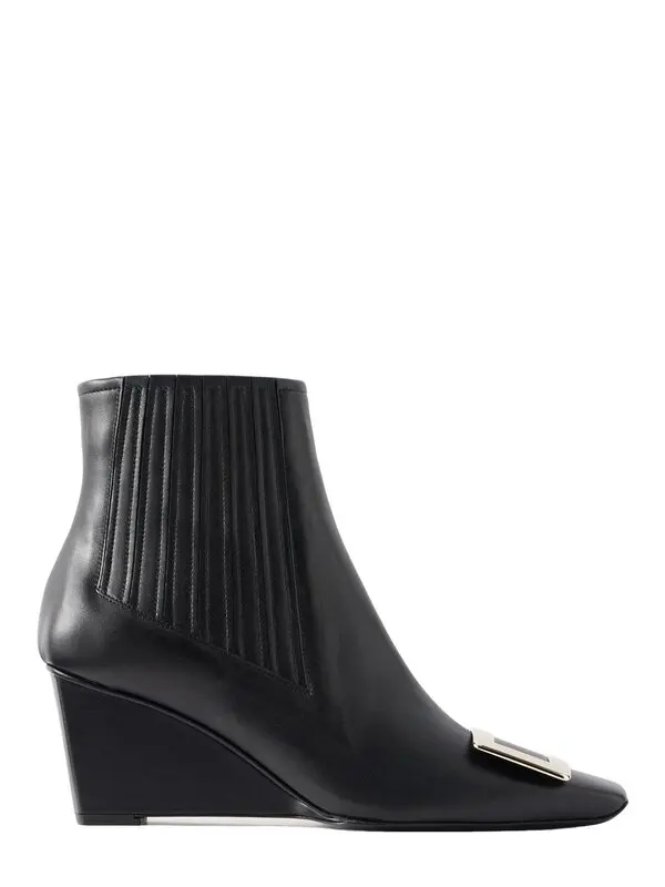 ROGER VIVIER Belle Vivier 60 Leather Ankle Boots - Black