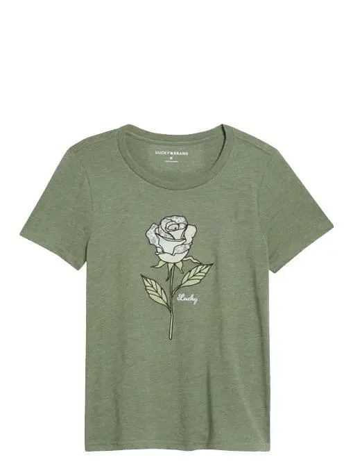 Lucky Brand Lace Rose Graphic T-shirt - Thyme