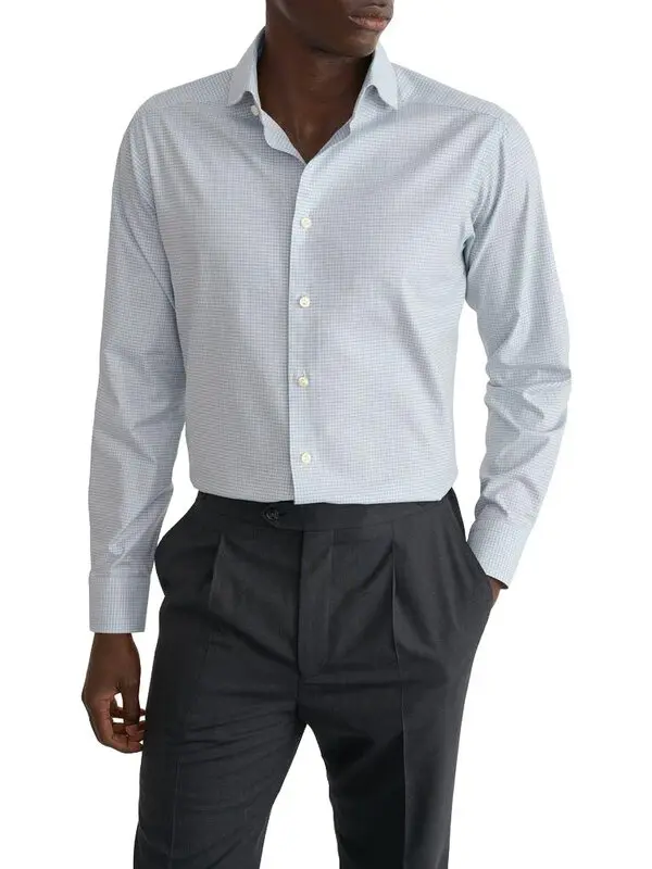Eton Slim Fit Checked Cotton Shirt - Light Green