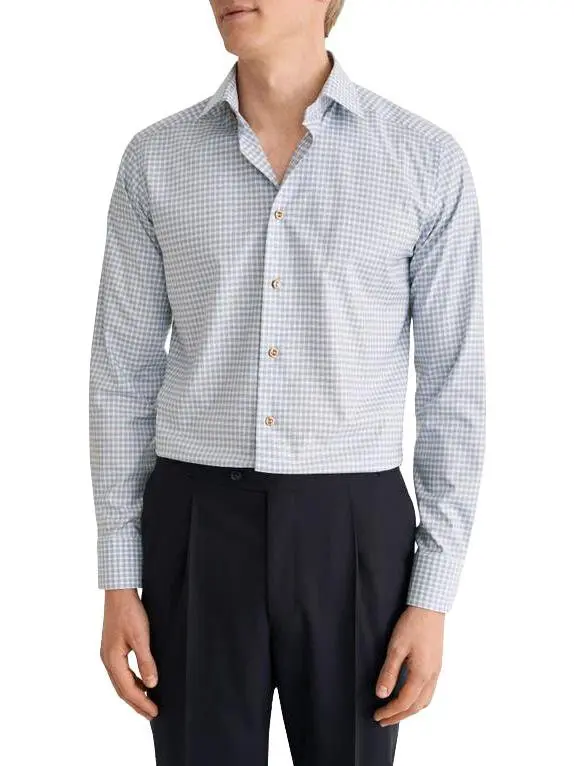 Eton Slim Fit Check Cotton & Tencel Lyocell Shirt - Light Blue